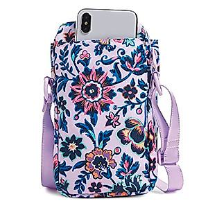 Vera Bradley Women's Recycled Lighten Up Reactive Deluxe Water Bottle Crossbody Sling Bag, Cloud Vine Multi, One Size