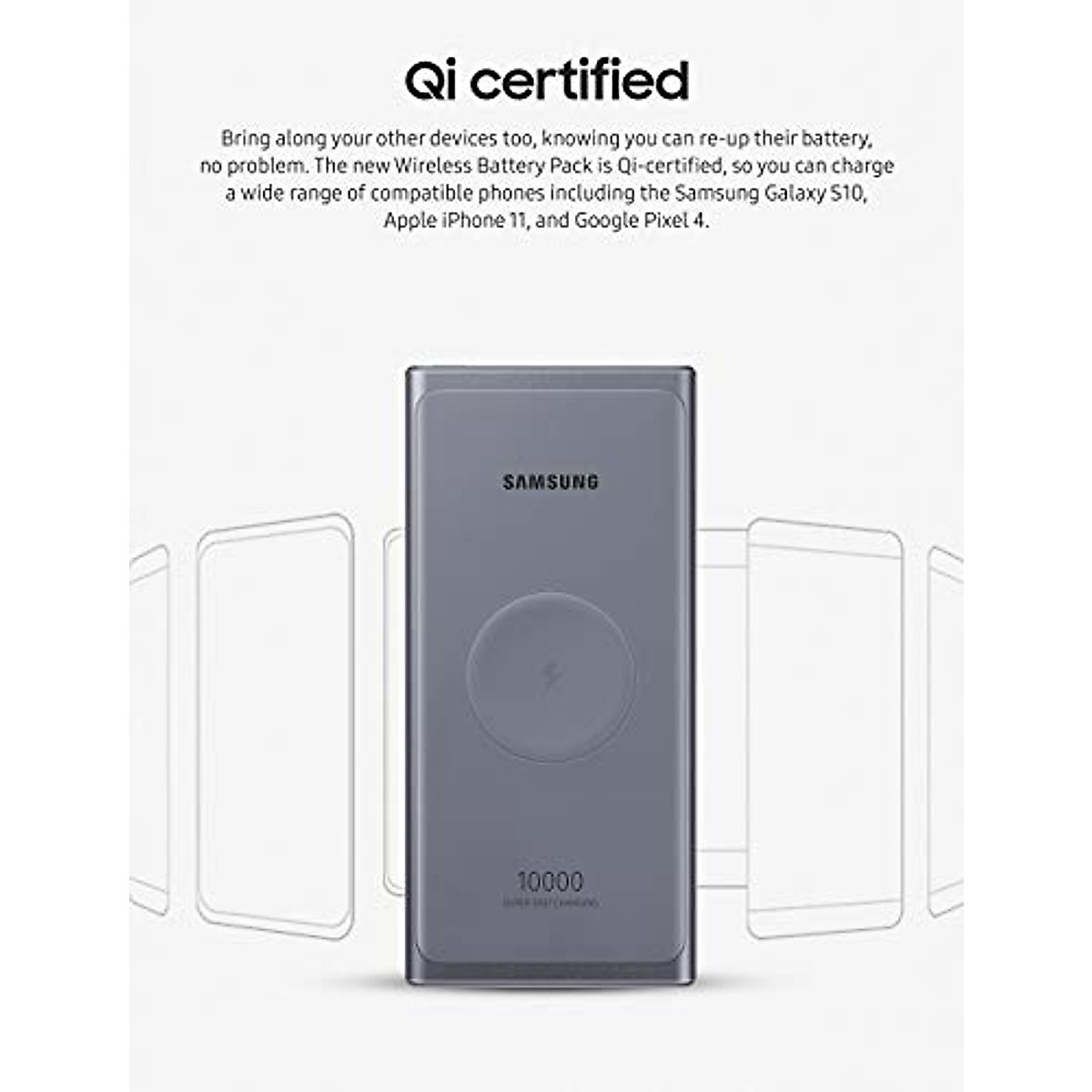 SAMSUNG 10,000 mAh Super Fast 25W Portable Wireless Charger Charger Battery Pack USB-C, Silver (US Version with Warranty) (EB-U3300XJEGUS)