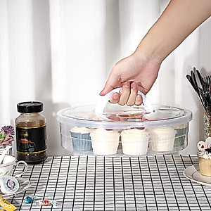 BTSKY Clear Plastic Pizza Container with Lid and Handle 12 Inch Round Pie Carrier with Lid Portable Pizza Keeper Reusable Food Storage Container for Cheese, Desserts, Holds up to 11 Inch Pizza