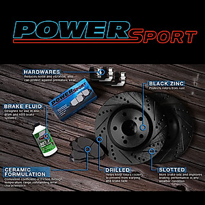 Power Sport Front Brakes and Rotors Kit |Front Brake Pads| Brake Rotors and Pads|Ceramic Brake Pads and Rotors|Hardware Kit BBC1.42129.42