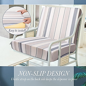 Newwiee 8 Pcs Patio Stretch Sofa Cushion Cover Outdoor Cushion Cover Replacement Patio Furniture Cushions Couch Slipcovers Chair Seat Cover Soft Flexibility Protector (Gray Beige)