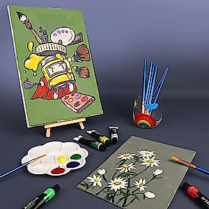 Colorful Acrylic Painting Kit - Paint Supplies Set with 24 Colors, 30 Brushes, 5 Canvases, 1 Pad, 2 Palette, 2 Sponge & 1 Wood Easel - Art Acrylic Paint Set for Beginners, Kids, Adults