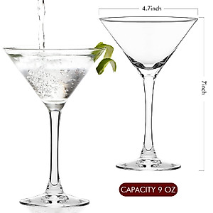 Chouggo Martini Glasses Set of 4, Hand Blown Premium Crystal Cocktail Glasses, for Bar, Martini, Cosmopolitan, Manhattan, Gimlet, Pisco Sour - 9Oz, Clear