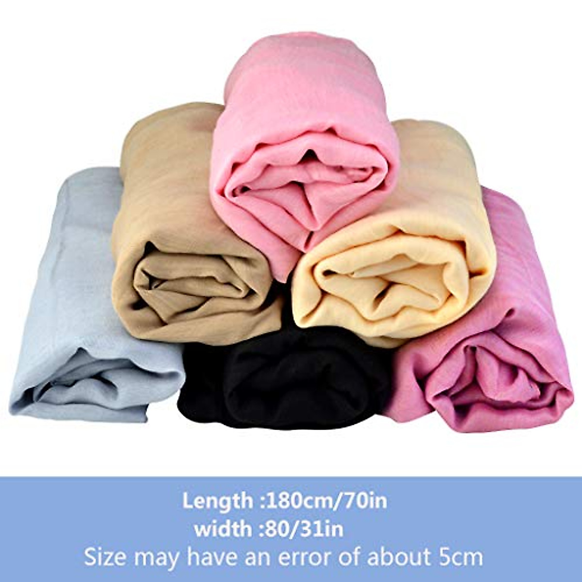 Tongcloud 6pcs Women Soft Cotton Hemp Scarf Shawl Long Scarves, Scarf and Wrap, Big Head Scarves Soft Long ScarvesTravel (Black, Light Gray, Khaki, Light Pink, Light Purple, Beige, 35.4x70.8'')
