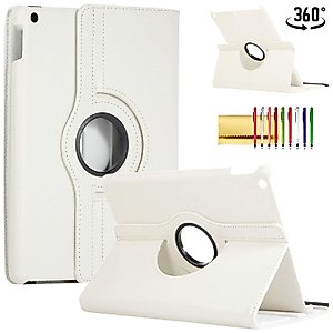 Rotating Case for iPad Pro 12.9-inch 1st & 2nd Generation (2015/2017), Techcircle Slim Premium PU Leather Smart Cover Multi-Angle Viewing Stand Folio Magnetic Hard Shell Protective Case, Off-White