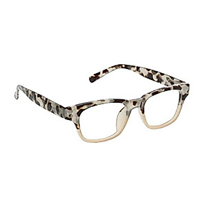 Peepers by PeeperSpecs Women's Layover Square Blue Light Blocking Reading Glasses, Gray Tortoise/Pink, 49 + 1.5