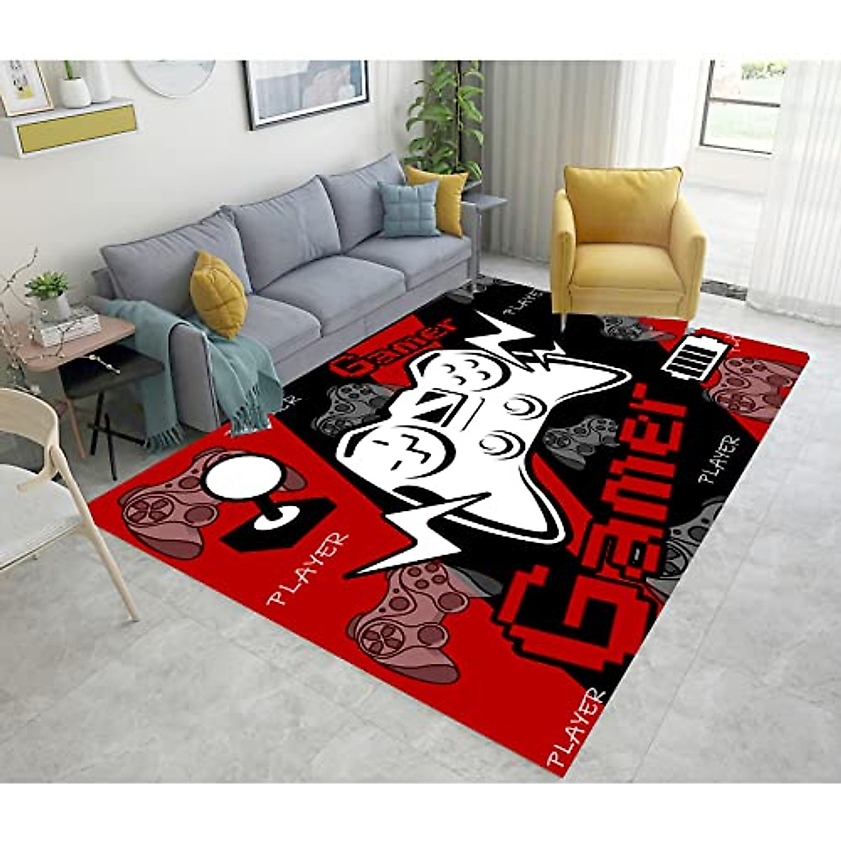 Gaming Art Game Area Rugs Non-Slip Carpet Home Decor Floormat Boys Rug for Gamer Room Bedroom Living Playing Room Boys Room 84 X 60 INIn