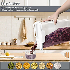 Komzon Rice Storage Container 10lb, Airtight Dry Food Cereal Containers Storage, BPA Free Rice dispenser with Pouring Spout Portable Handle for Flour Pasta Grain and Baking Pet Dog Cat Food Container