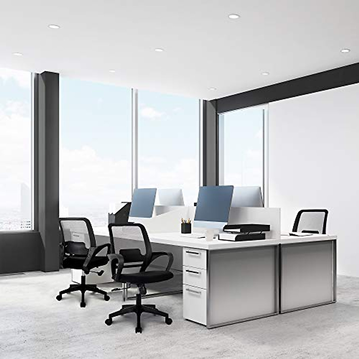 neo chair Office Chair Ergonomic Desk Chair Mesh Computer Chair Lumbar Support Modern Executive Adjustable Rolling Swivel Chair Comfortable Mid Black Task Home Office Chair, Black