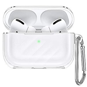 ESR Upgrade Clear Carrying Case for AirPods Pro Case 2019, Air Ripple Protective TPU Cover with Keychain [Won't Affect Wireless Charging] [Visible Front LED] [Dust & Shock-Resistant], Clear