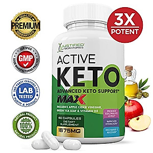 Justified Laboratories (5 Pack) Active Keto ACV Max Pills 1675 MG Formulated with Apple Cider Vinegar Keto Support Blend 300 Capsules