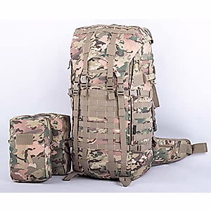BACKFERRY Large Military Backpack Army Rucksack with Internal Frame Hydration and MOLLE Compatible. Top and Front Load for Wild Camping Backpacking Hiking Bushcraft Adventure 60L