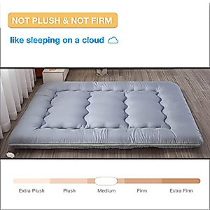 Heimorn Japanese Floor Mattress, Japanese Futon Mattress, Shikibuton Foldable & Portable Camping Mattress with Washable Cover, Gray Full-XL