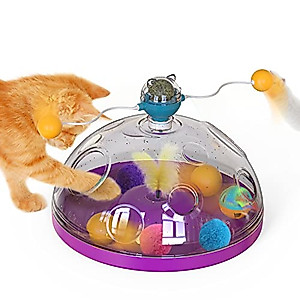 TACKDG Cats Treasure Chest Cat Toy Kitty Toys Kitten Track Ball Teaser Catnip Balls with Feather Interactive Indoor Pets Supplies Supply Funny Gift A