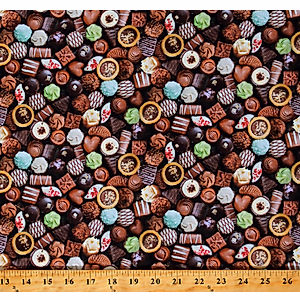 Cotton Chocolate Goodies Assorted Candies Candy Desserts Food Favorite Foods Multicolor Cotton Fabric Print by The Yard (669MULTI)