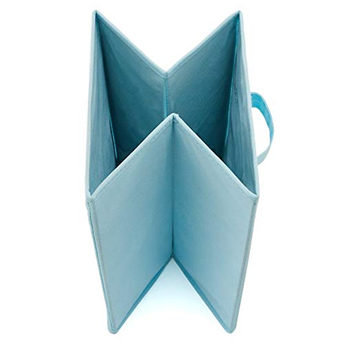 EZOWare Bundle Kit 6 Pcs Light Blue Collapsible Fabric Cube Storage Bin Baskets + 4 Closet Wardrobe Dresser Drawer Organizer Divider For Organizing Nursery Baby Clothes