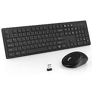 RATEL Wireless Keyboard Mouse Combo, 2.4GHz Slim Full-Sized Silent Wireless Keyboard and Mouse Combo with USB Nano Receiver for Laptop, PC (Black)