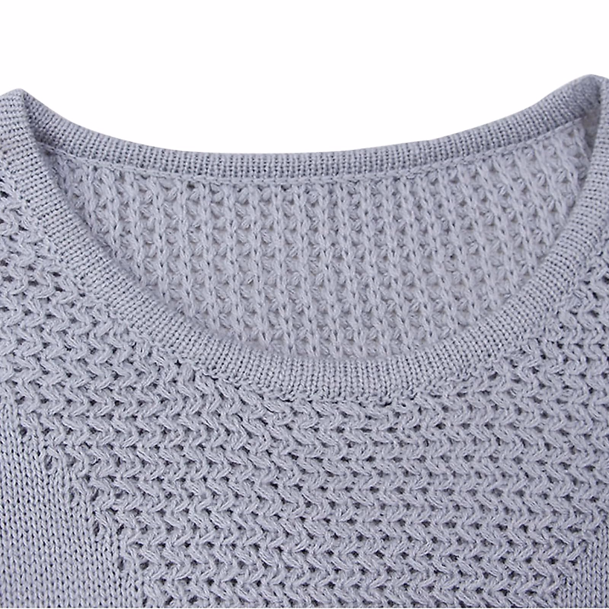 shermie Women's V Shap Colorblock Sweaters Long Sleeve Crew Neck Loose Casual Knitted Pullover Large Grey