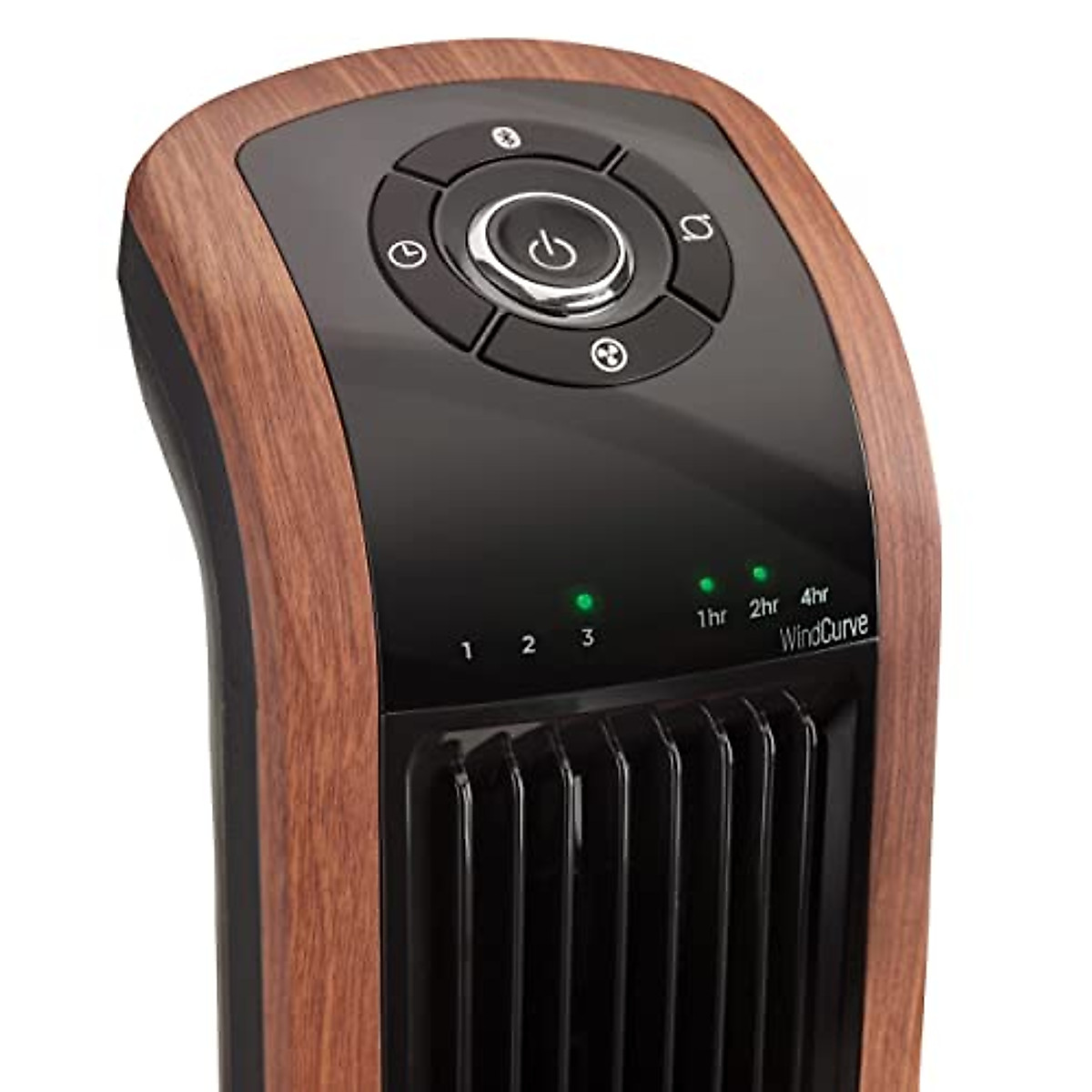 Lasko Wind Curve Electric Oscillating Tower Fan with Bluetooth Technology for Indoor, Bedroom and Home Office Use, 42", Woodgrain T42905
