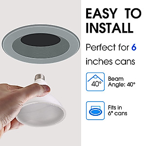 ENERGETIC Outdoor Par38 Led Flood Light,11W=90W,900lm,3000K Warm White,E26 Base,Non-Dimmable, Waterproof Spot Bulb,UL Listed (6 Pack)