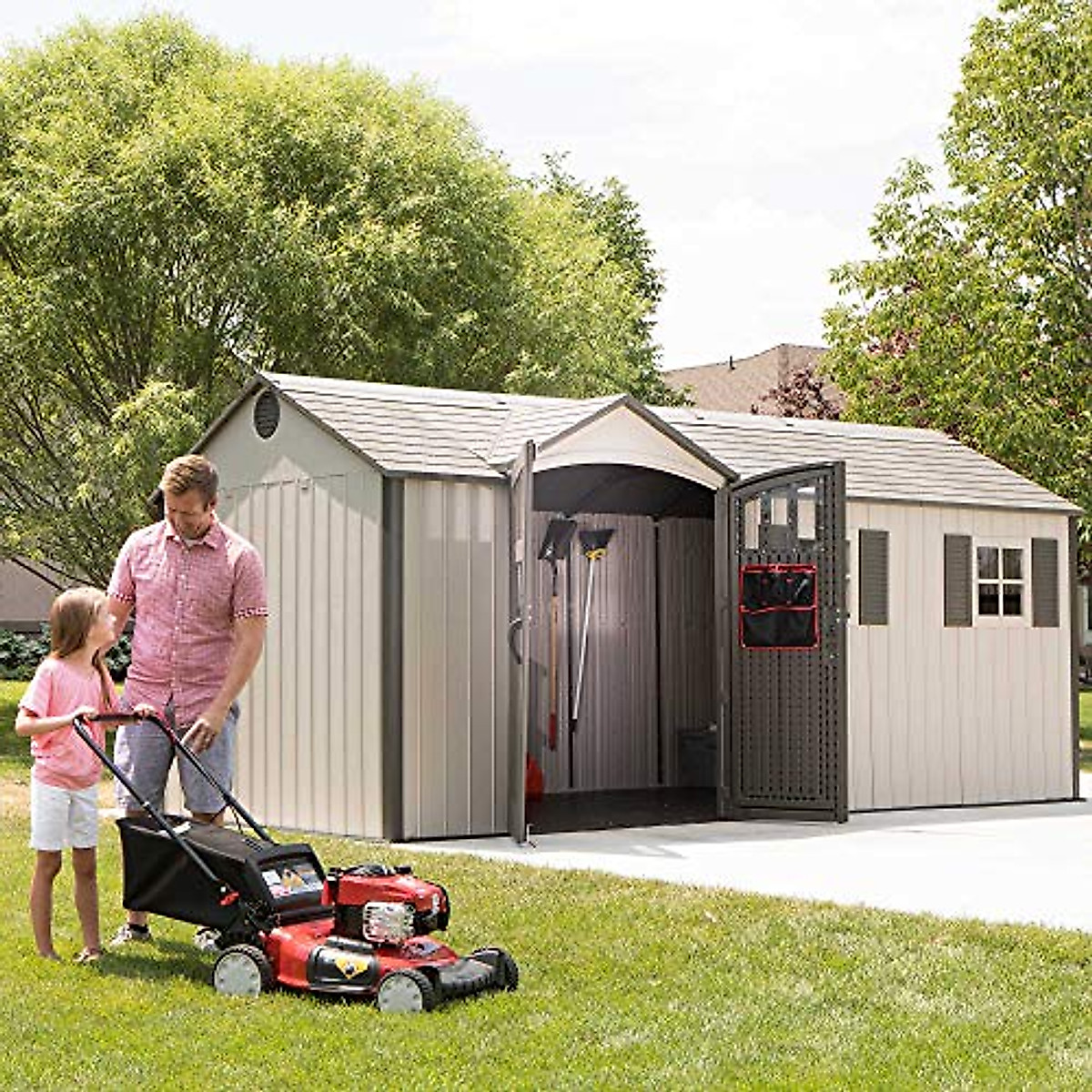 Lifetime 60214 17.5 x 8 Ft. Outdoor Storage Shed, Desert Sand