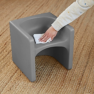 ECR4Kids Tri-Me Table and Cube Chair Set, Multipurpose Furniture, Dark Grey, 3-Piece