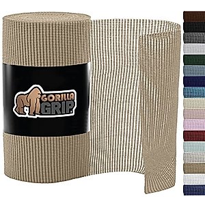Gorilla Grip Drawer and Shelf Liner, Strong Grip, Non Adhesive Easiest Install Mat, 12 in x 20 FT, Durable Organization Liners, Kitchen Cabinets Drawers Cupboards, Bathroom Storage Shelves, Beige