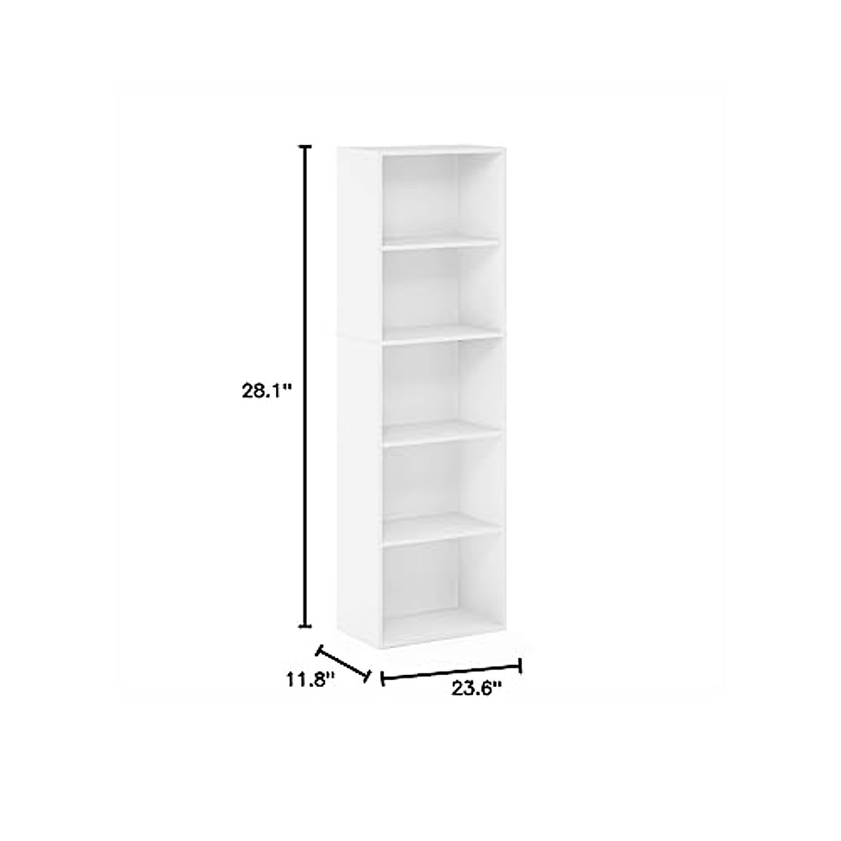 Furinno Pasir 3 Tier Display Bookcase, White & Luder Bookcase/Book/Storage, 5-Tier, White