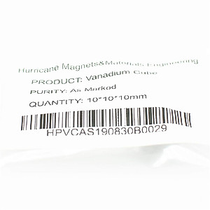 Pure Metal Vanadium Periodic Table Cube 10mm 0.39" 6.2g V 99.9% Vanadium Cube