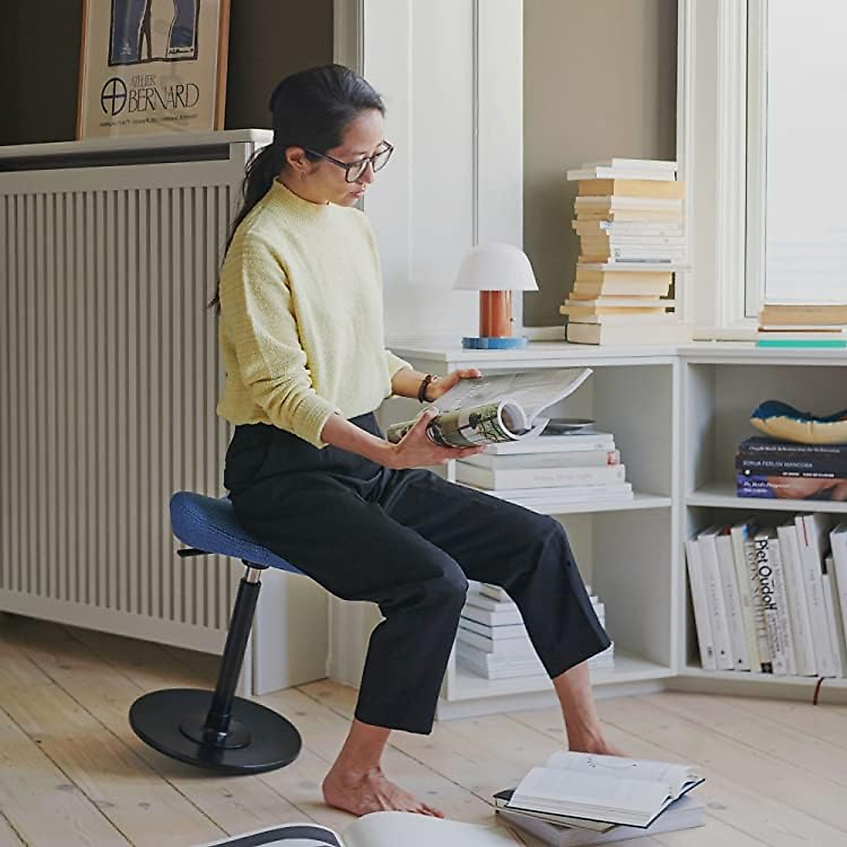 Varier Move Tilting Saddle Stool (Black Revive Fabric with Natural Ash Base)
