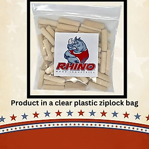 100 Pack 3/8" x 2" Wooden Dowel Pins Wood Kiln Dried Fluted and Beveled, Made of Hardwood