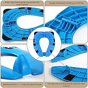 Upgrade Portable Potty Seat with Splash Guard for Toddler, Foldable Travel Potty Seat with Carry Bag, Non-Slip Pads Toilet Potty Training Seat Covers for Baby, Toddlers and Kids (Blue)