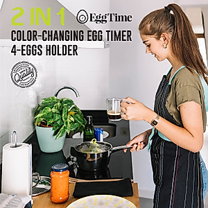 Egg Cooker: Egg Holder for Boiled Eggs - Quick, Efficient & Fail-Proof Color-Changing Egg Timer - Boil Up to 4 Eggs to Perfection Without Cracks or Guesswork! - In Water Timer for Boiled Egg
