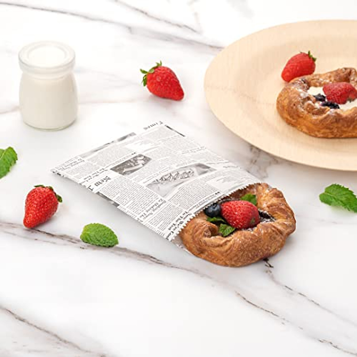 Restaurantware-Bag Tek 7 x 5 Inch Sandwich Bags, 100 Greaseproof Bakery Bags - Microwavable, Disposable, Newsprint Paper Lunch Bags, For Cookes, Sandwiches, Candies, Fries, And Bread,