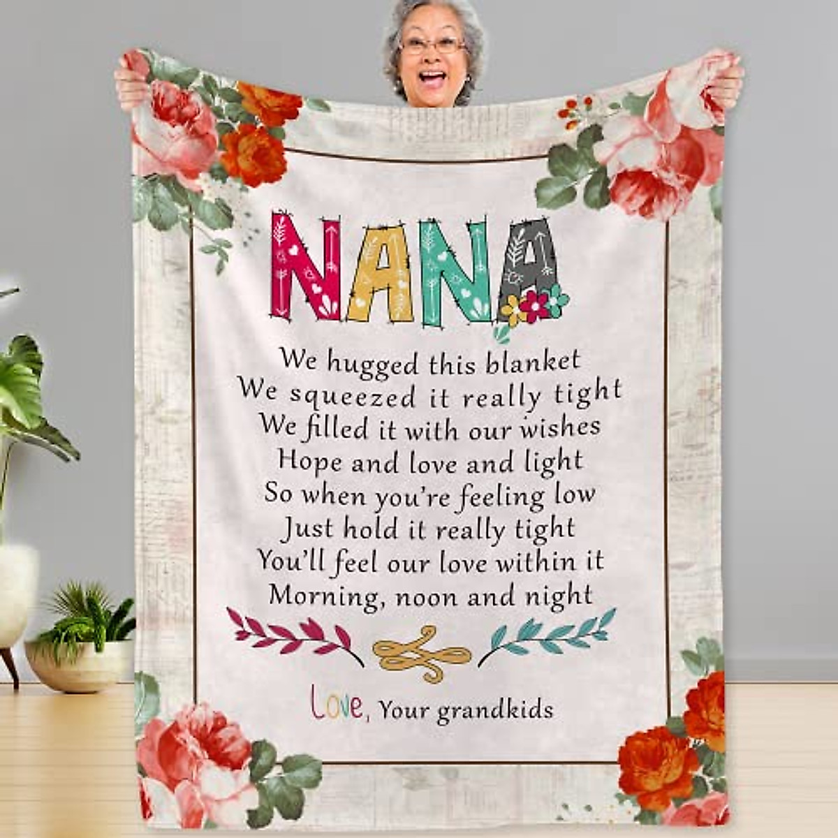 Fastpeace Nana Gifts, Nana Blankets for Nana Grandma Mom Grandmother, Birthday Gifts for Nana from Granddaughter Grandson Grandchildren - Nana Blanket Presents Throw 50x60