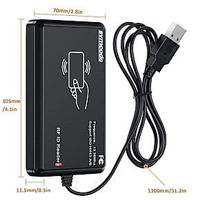 Alacrity ID RFID Card Reader Writer 13.56Mhz Reader USB Read 1326 Family Proximity Cards & EM4100 ID Card Access Control System Home Again Microchip Scanner (USB Port)