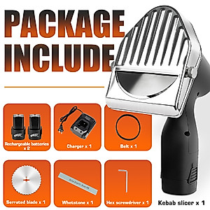 SOKO Cordless Electric Gyro Kebab knife portable Shawarma Cutter Doner Kebab slicer Machine, Fast Charger and 12V battery 2 Blades,80w, black
