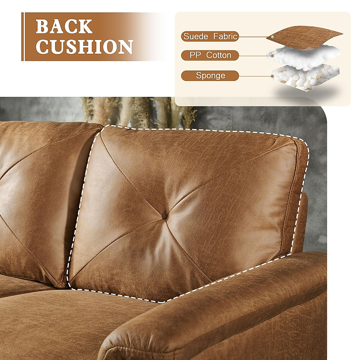 CAODOC 71" Modern Upholstered Sofa Couch 3 Seater Couches for Living Room Sectional Sofas with Solid Wood Legs, Polyester Fibre Couch for Small Spaces,Bedroom,Apartment,Dorm,Office,Light Brown