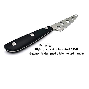 Cheese Knife, MATTSTONE HILL 4 inches All Purpose Cheese Knife - Soft & Semi Hard Cheese Knife, Premium Stainless Steel, Black Handle