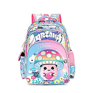 Robhomily Mushroom Girls Backpack with Lunch Box for Elementary School