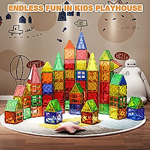 IGIVI Magnetic Tiles Kids Sensory Toys for 3 4 5 6 7 8+ Year Old Boys & Girls, Magnetic Blocks Building Toys for Toddlers, STEM Montessori Learning Educational Toys, Birthday Gifts for 3+ Year Old