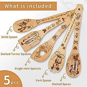 Wooden Spoons for Cooking, Bamboo Cooking Kitchen Utensils Set, Housewarming Birthday Anniversary Present for Friend (6PCS)