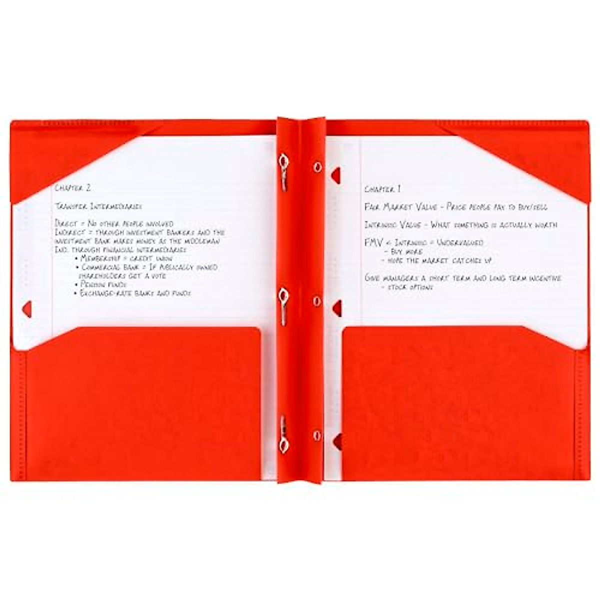 Five Star 2 Pocket Folder, Stay-Put Folder, Plastic Colored Folders with Pockets & Prong Fasteners for 3-Ring Binders, 8-1/2” x 11", Fire Red (72109)