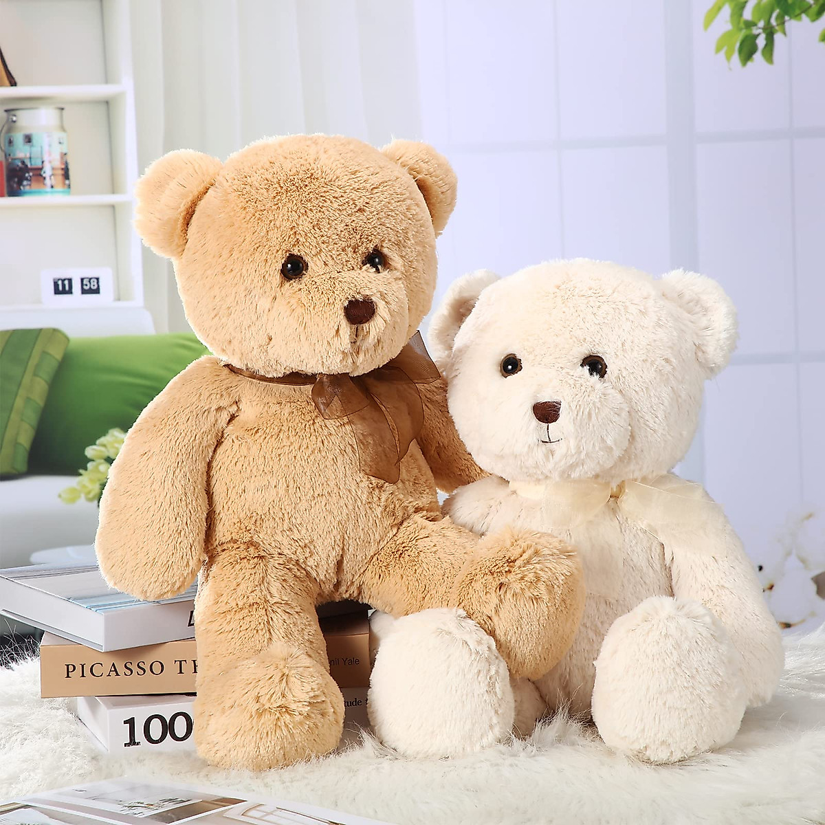 HyDren 2 Pack Plush Bear Stuffed Animals 18 Inch Cute Stuffed Bear Cuddly Bears Plush for Graduation Children's Day Birthday Baby Shower Party Favor Gifts