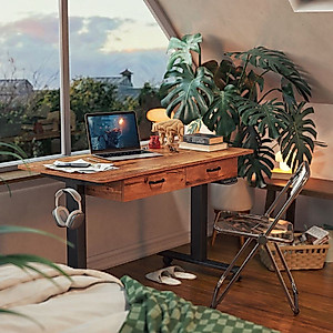 FEZIBO Height Adjustable Desk with 2 Drawers Storage and 3-Drawer Mobile File Cabinet