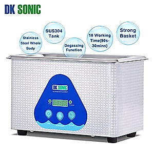 DK SONIC 42KHz Ultrasonic Cleaner with Digital Timer and Basket for Jewelry, Ring, Eyeglasses, Denture, Watchband, Coins, Small Metal Parts, Daily Necessaries, etc (900ML, 110V)