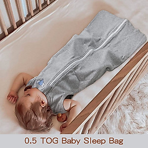 Pro Goleem Baby Wearable Blanket Cotton Sleep Sack 0-6 Months, Newborn Sleeveless Sleep Sack Bag with 2-Way Zipper, Lightweight Sleepsack for Newborn Baby Gifts (0.5 TOG, Small, Grey)