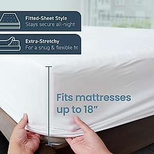 SafeRest Mattress Protector - Twin Size Cotton Terry Waterproof Mattress Protector, Breathable Fitted Mattress Cover with Stretchable Pockets