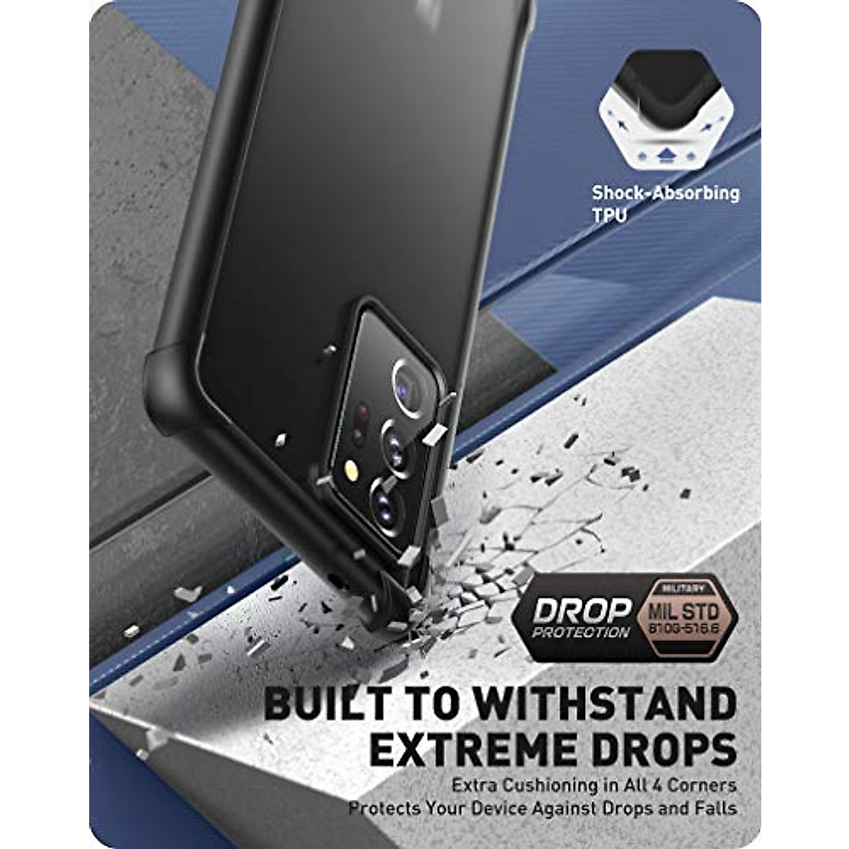 Clayco Forza Series Case for Samsung Galaxy Note 20 Ultra, Built-in Screen Protector Compatible with Fingerprint ID, Full-Body Rugged Cover, 6.9 inch, 2020 Release (Black)