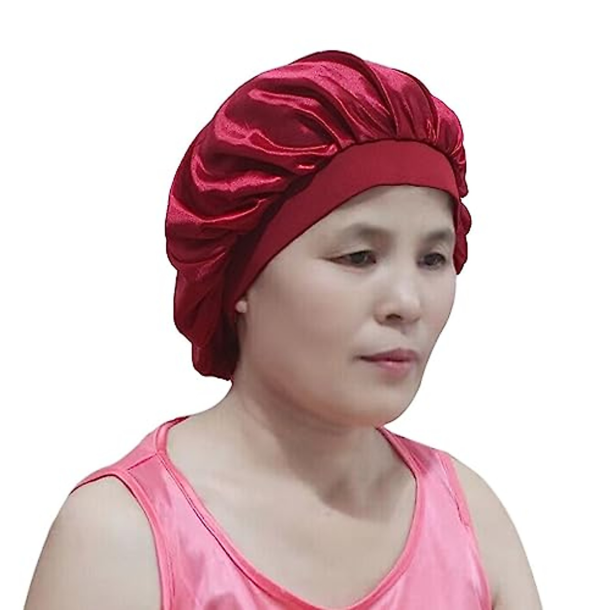 Durags and Bonnets 2pcs Set Suitable Men and Women Long Tail Silky Doo rag (Burgundy)